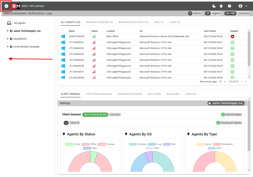 Close Client Drawer - RMMmax