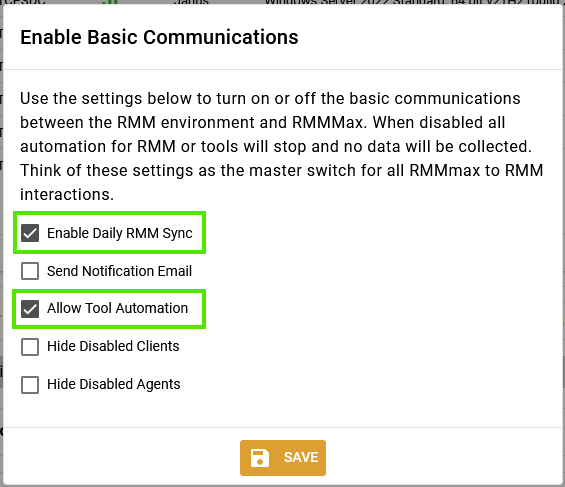 Enable Basic Communications - RMMmax