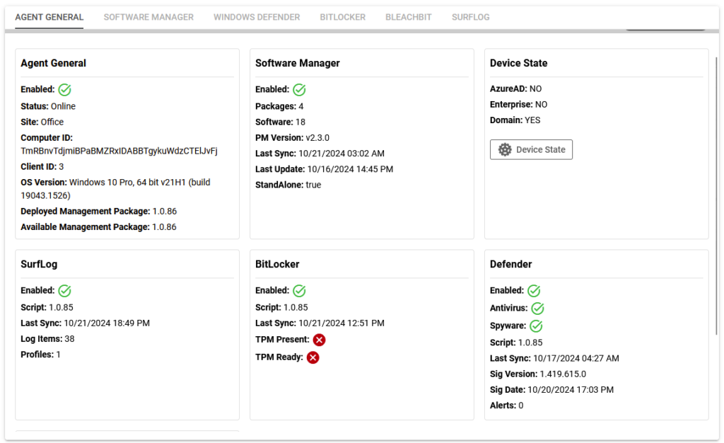 Agent General Tab - RMMmax